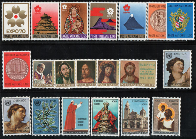 Jencius Coins - Vatican 1970 Stamp Year Set #479-99